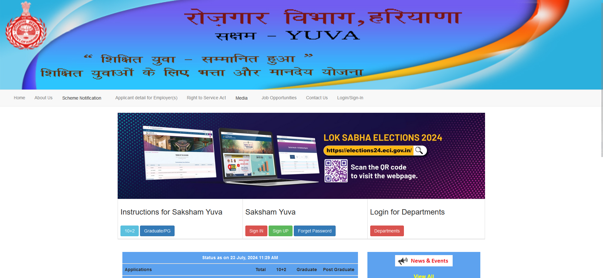 Saksham Yojana Registation, Login and Check Status - CSC Haryana